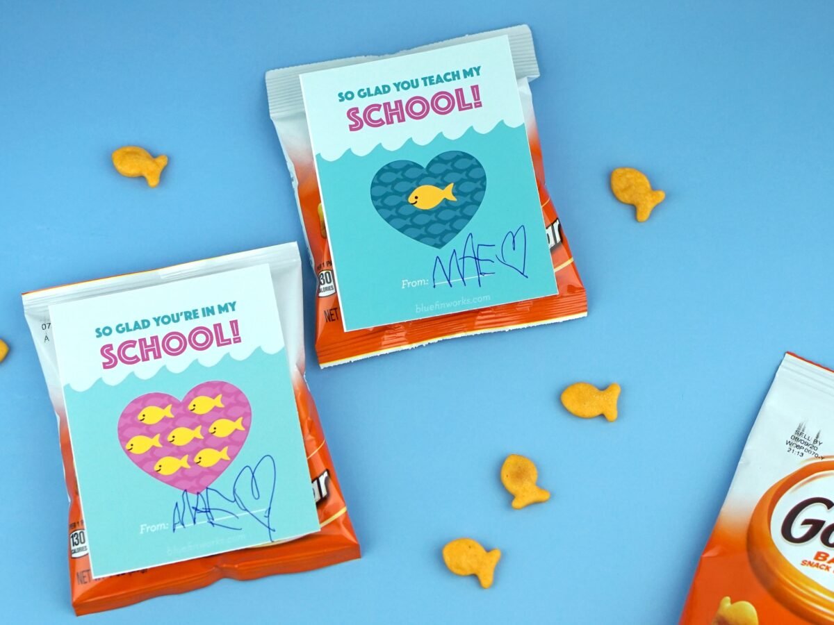 Classroom Valentine Free Printable- School of Fish Version – Bluefin Works