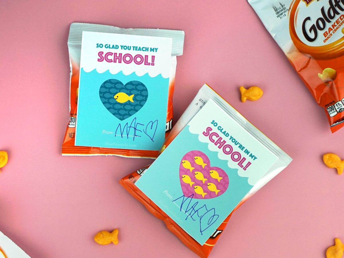 Classroom Valentine Free Printable- School of Fish Version – Bluefin Works