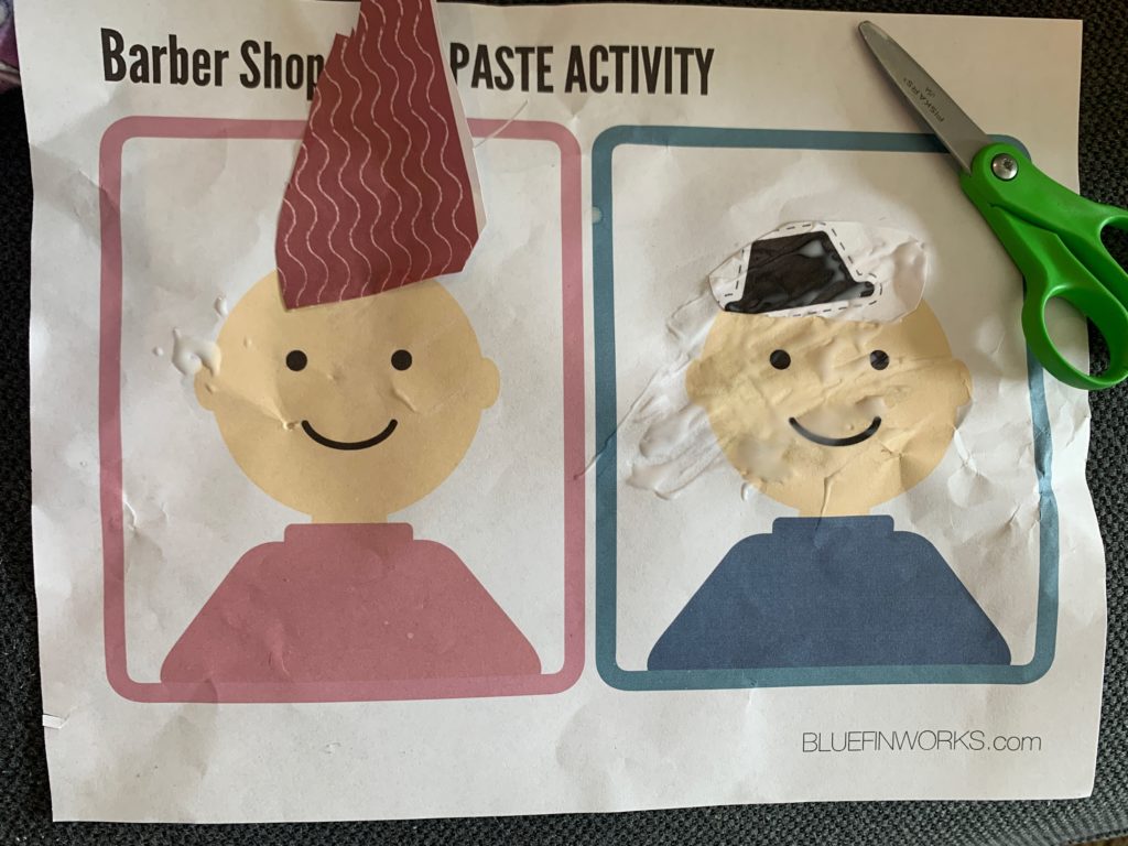 Kids- Barber Shop Cut & Print activity (free printable) – Bluefin Works