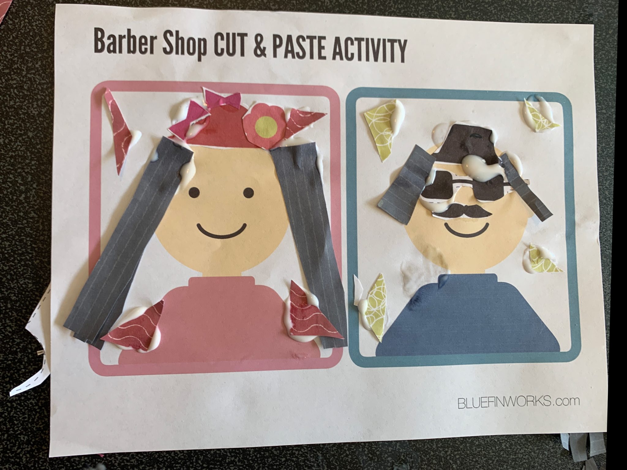 Kids- Barber Shop Cut & Print activity (free printable) – Bluefin Works