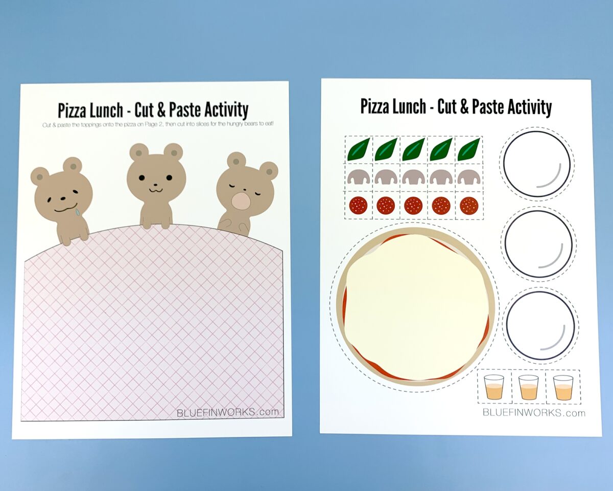 Pizza Lunch Party Cut & Print activity (free printable) – Bluefin Works